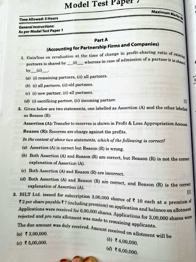 Question Paper Accountancy Class 12 | PDF | Balance Sheet | Equity ...