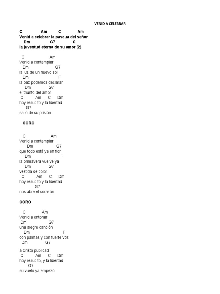 Venid a Celebrar: Letra y Acordes | PDF