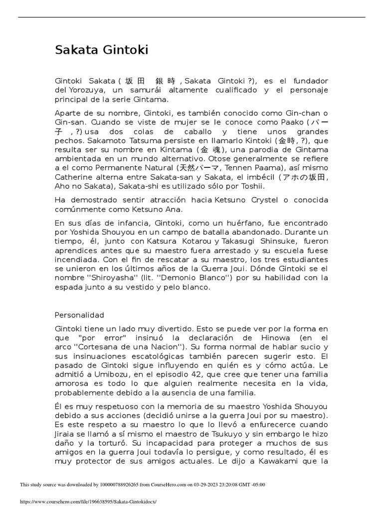 Sakata Gintoki: ? Yorozuya Serie Gintama | PDF