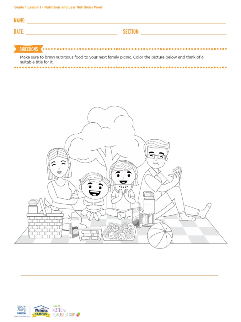 Lesson 1 - Nutritious and Less Nutritious Food Worksheet 4 | PDF