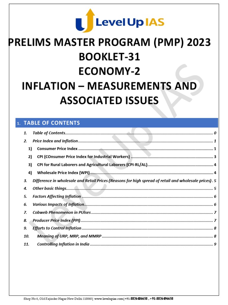 Prelims Master Program (PMP) 2023 Booklet-31 Economy-2 Inflation - Measurements and Associated ...