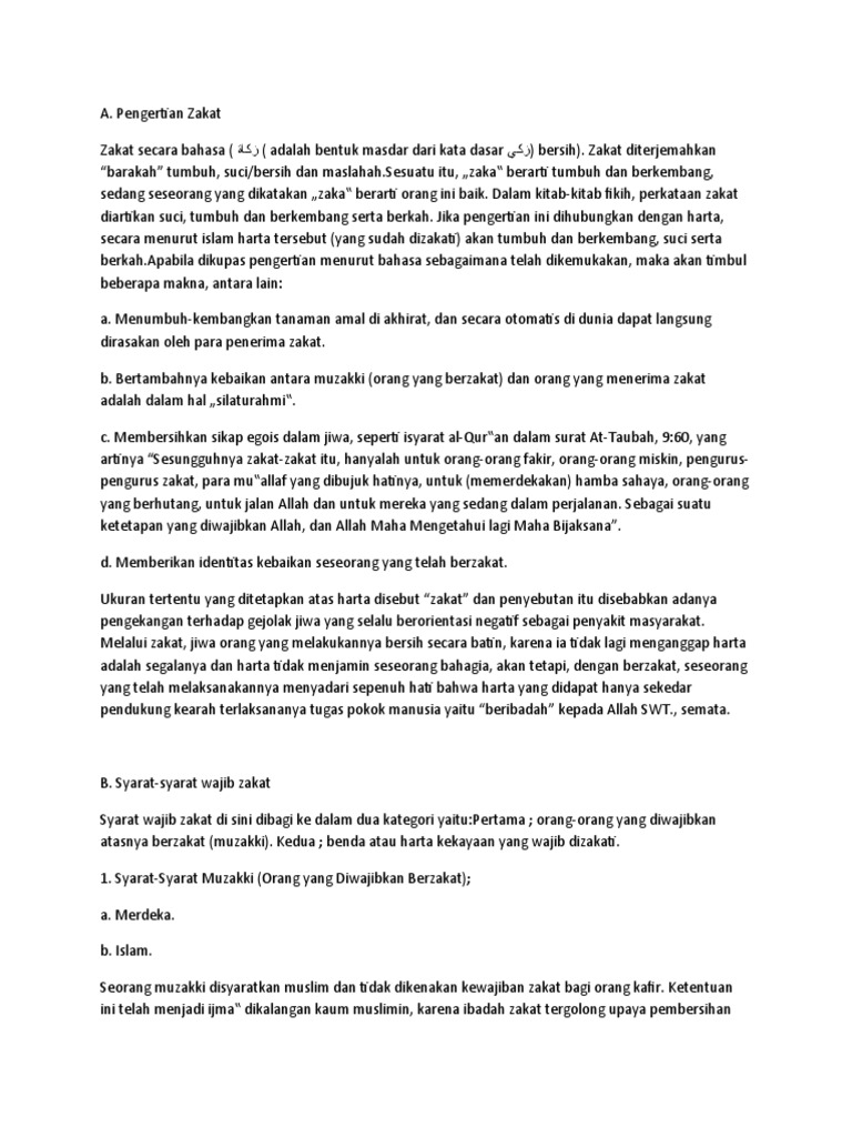 A. Pengertian Zakat Proposal | PDF