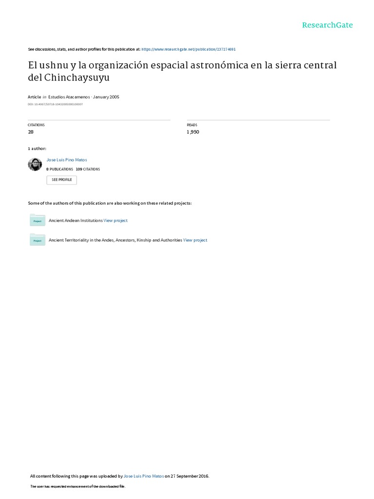 El Ushnu y La Organizacion Espacial Astronomica en | PDF | Era ...