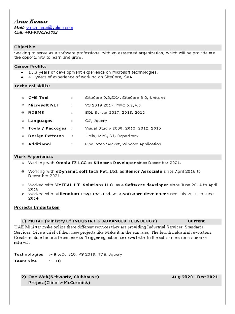 Arun Resume | PDF | Internet Information Services | Mobile App