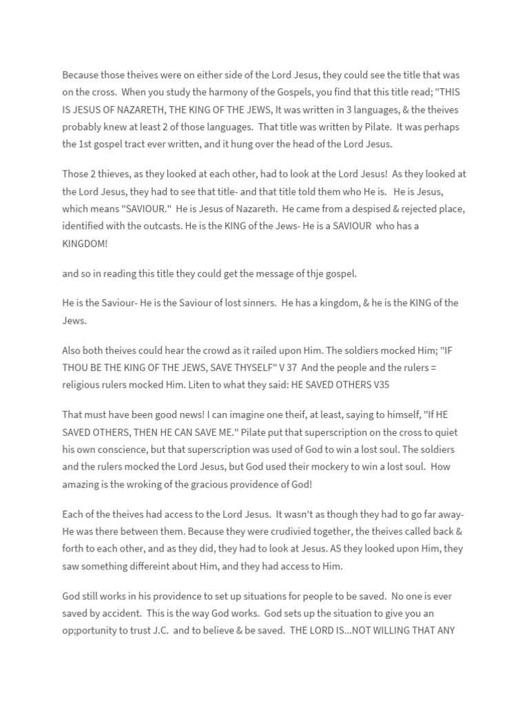 Because Those Theives Were On Either Side of The Lord Jesus | PDF ...