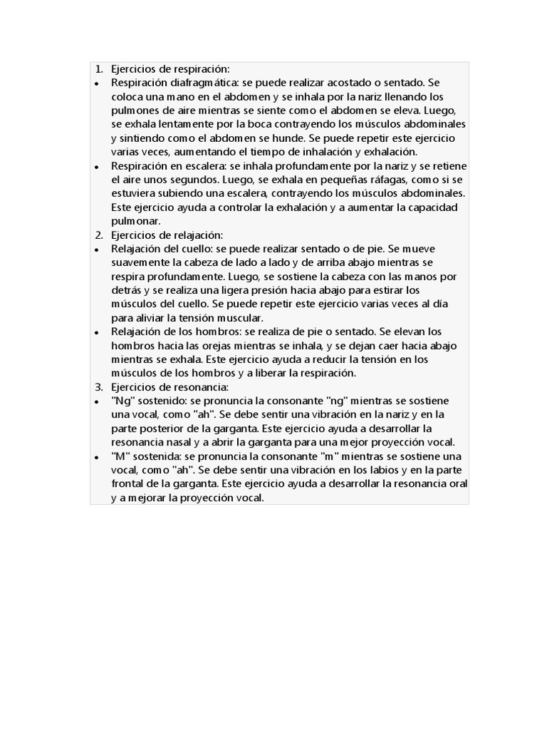 Ejercicios de Respiración | PDF
