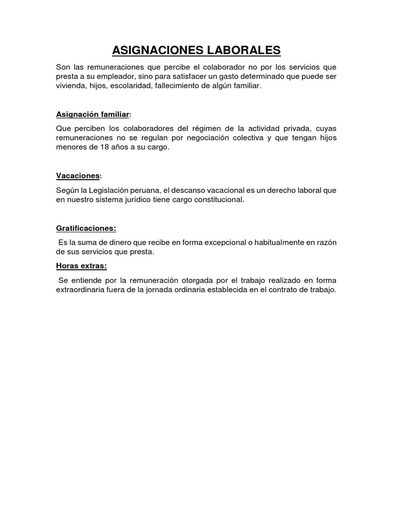 Asignaciones Laborales: Asignación Familiar | PDF