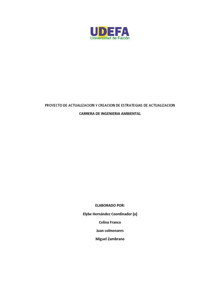 Proyecto de actualizacion Ing Ambiental 20231 UDEFA (2) | PDF | Plan de ...