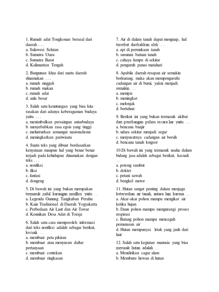 Soal Kelas 5 SD Tema 8 Sub Tema 2 | PDF