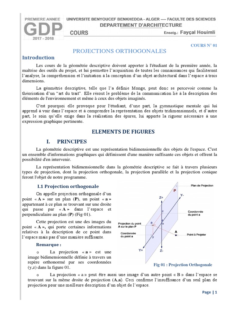 Projections Orthogonales en Géométrie | PDF | Plan (Géométrie ...