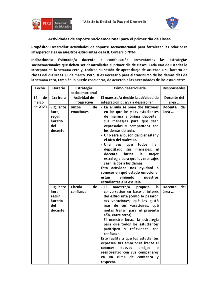 Actividades Socioemocionales para El 13 de Marzo de 1ro A 5to | PDF ...