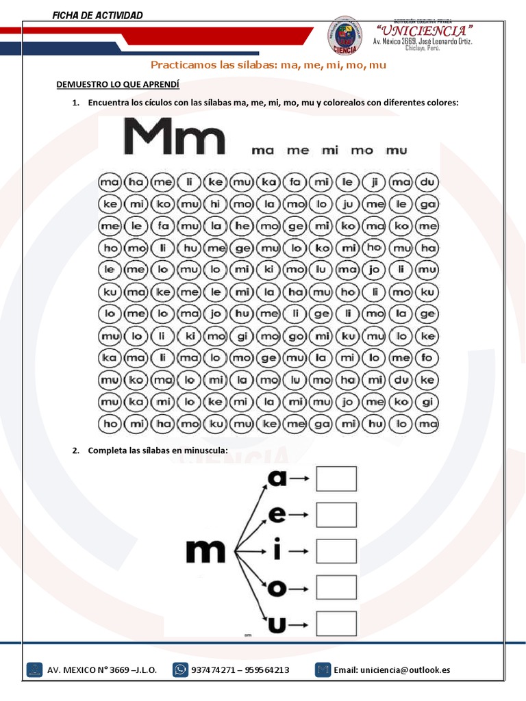Ficha Sílabas M | PDF