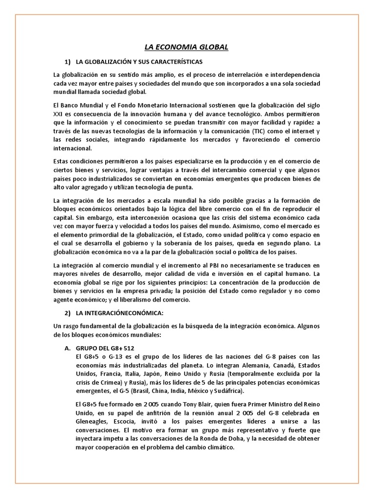 La Economia Global | PDF | Globalización | Cooperacion economica Asia ...