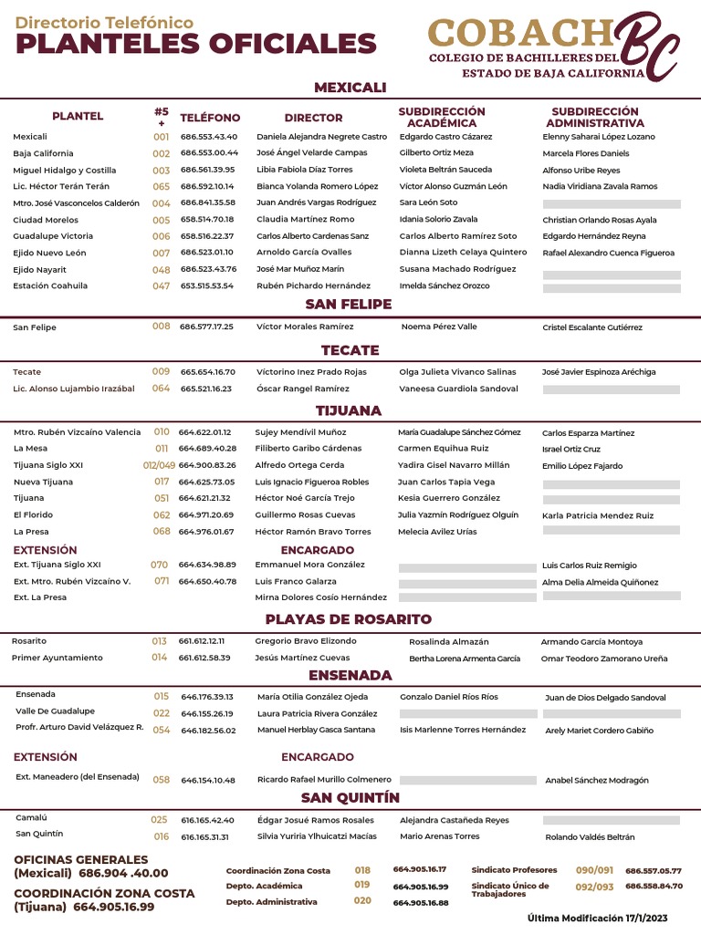 Planteles Oficiales: Mexicali | PDF | México