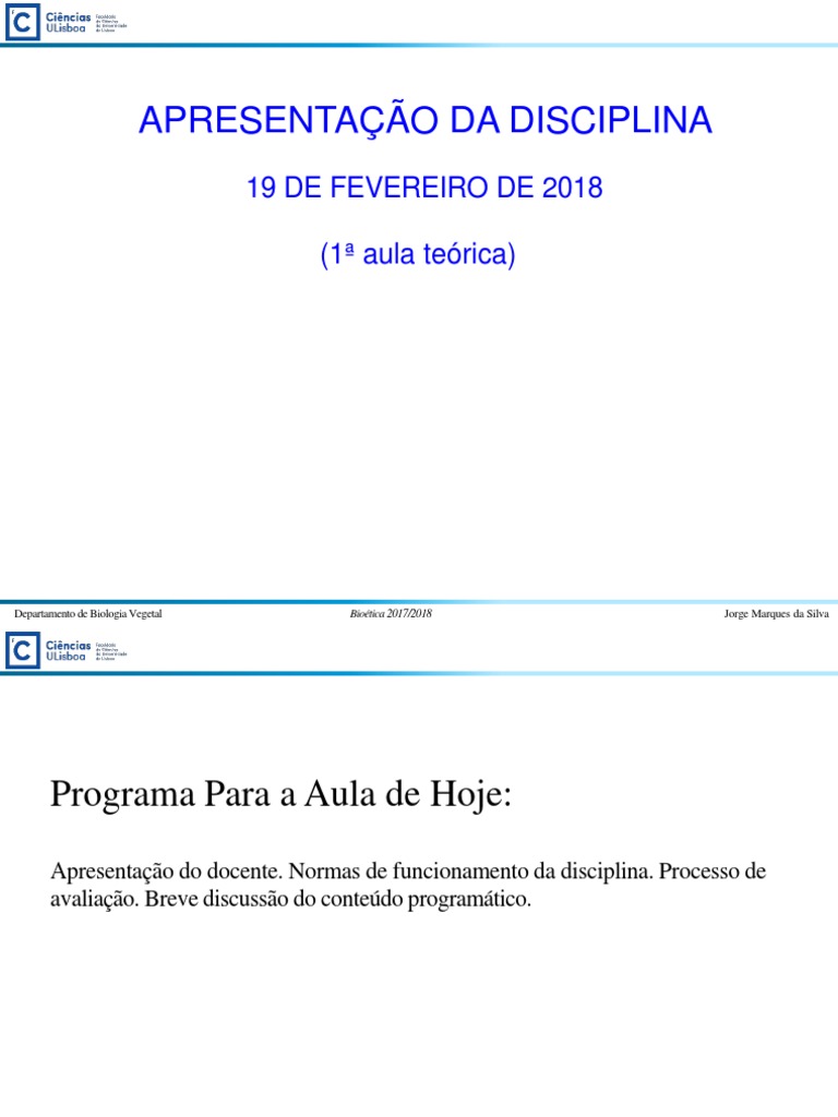 Aula 1 - Apresentacao | PDF | Bioética | Biotecnologia