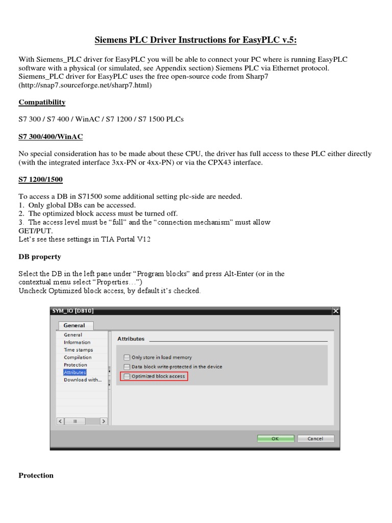 EasyPLC Driver For Siemens PLC Instructions | PDF | Programmable Logic Controller | Input/Output