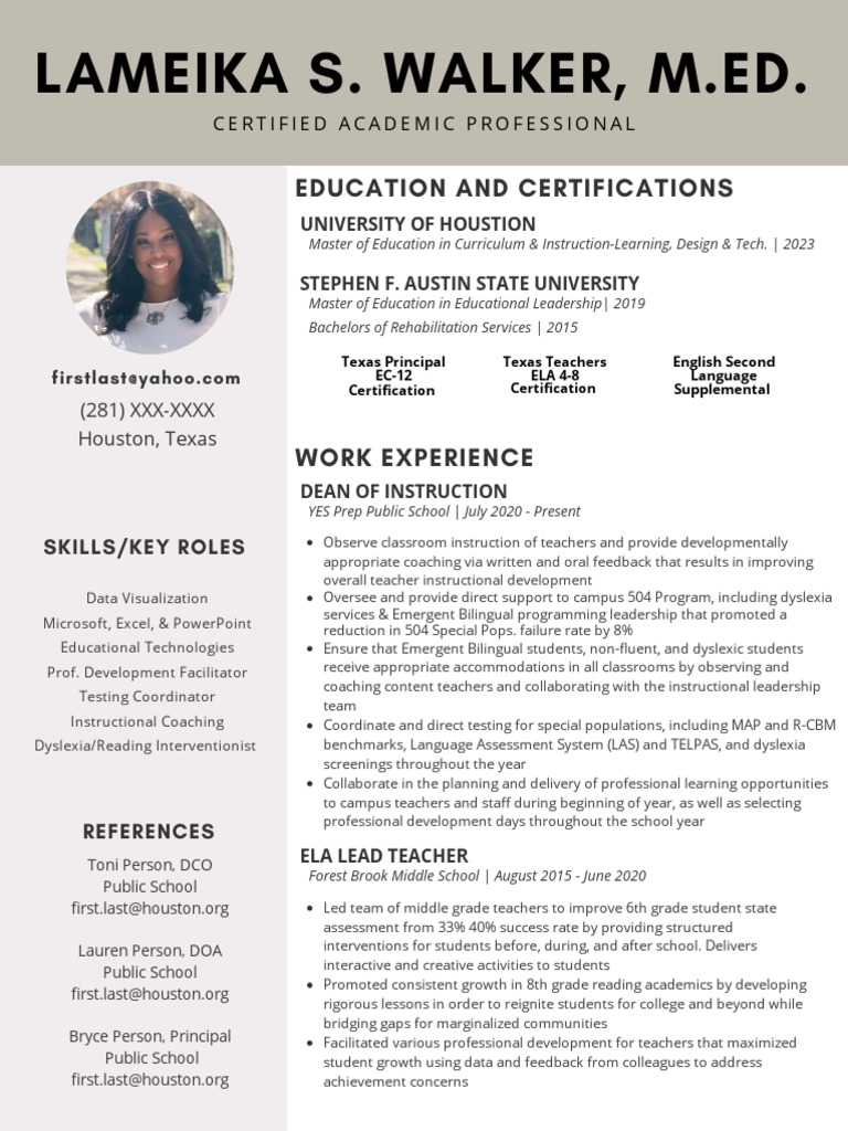 Dark Grey Simple Academic Resume | PDF | Teachers | Dyslexia