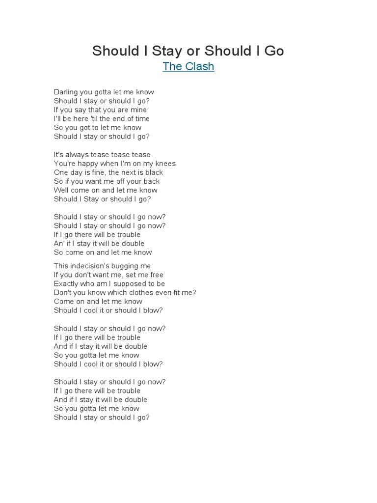 Should I Stay or Should I Go: The Clash | PDF
