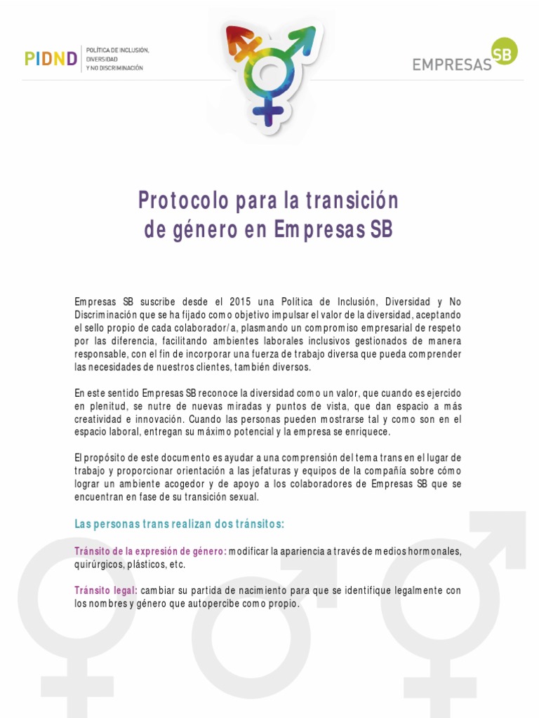 Protocolo_de_transicion_de_genero_en_Empresas_SB | PDF | Transgénero | Estudios LGBTQIA+