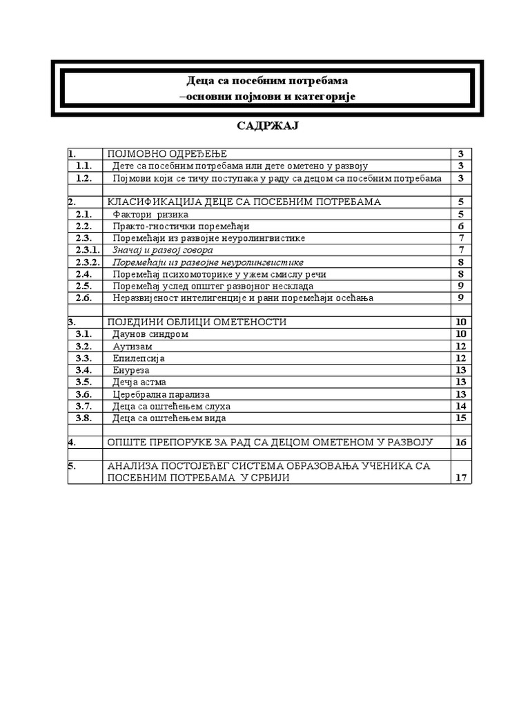 Seminarski Rad - Deca Sa Posebnim Potrebama | PDF
