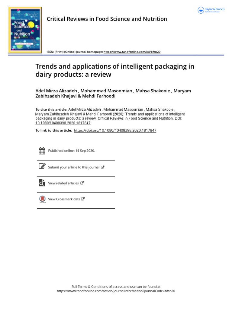 Trends and Applications of Intelligent Packaging in Dairy Products ...