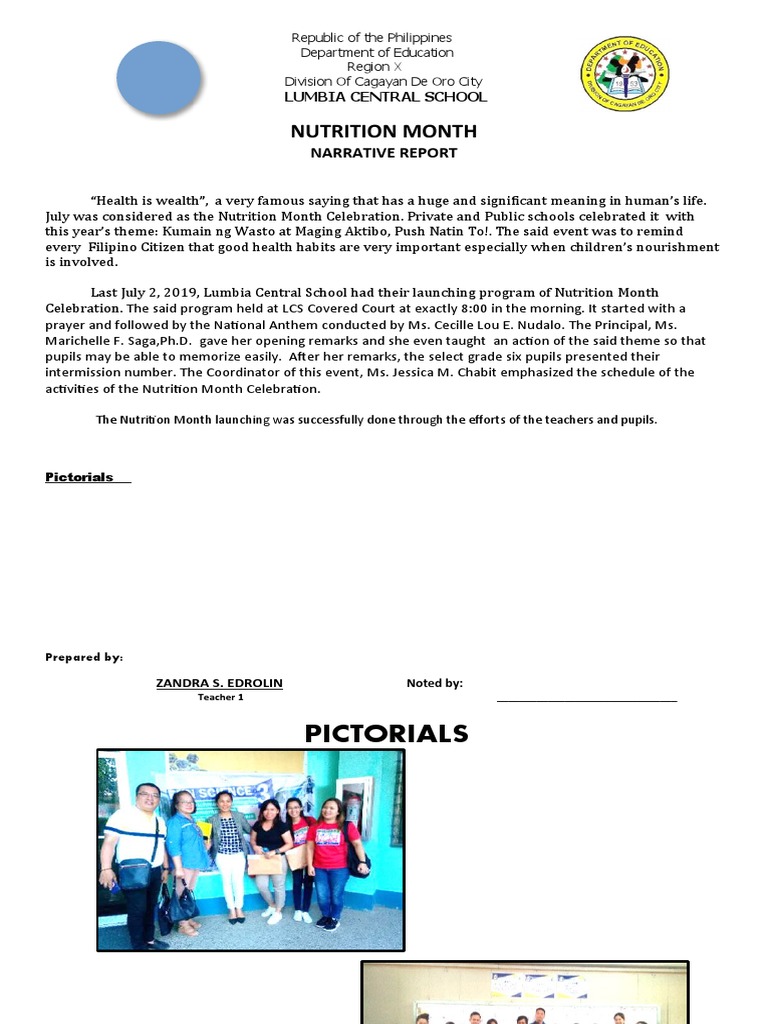 Narrative Report Nutrition Month | PDF | Social Science