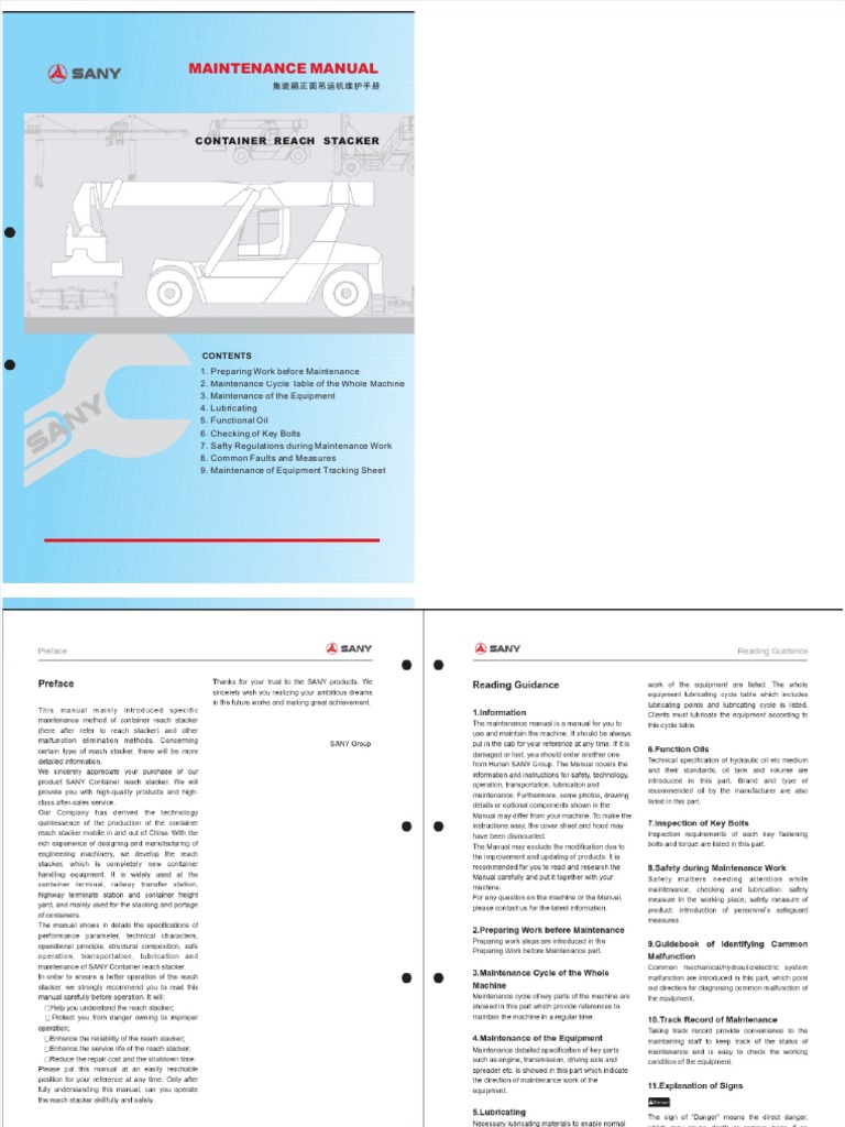 Maintenance Manual: Container Reach Stacker | PDF