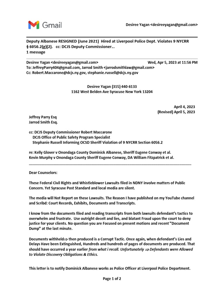 Albanese's Police Employment Controversy | PDF | Justice | Crime & Violence