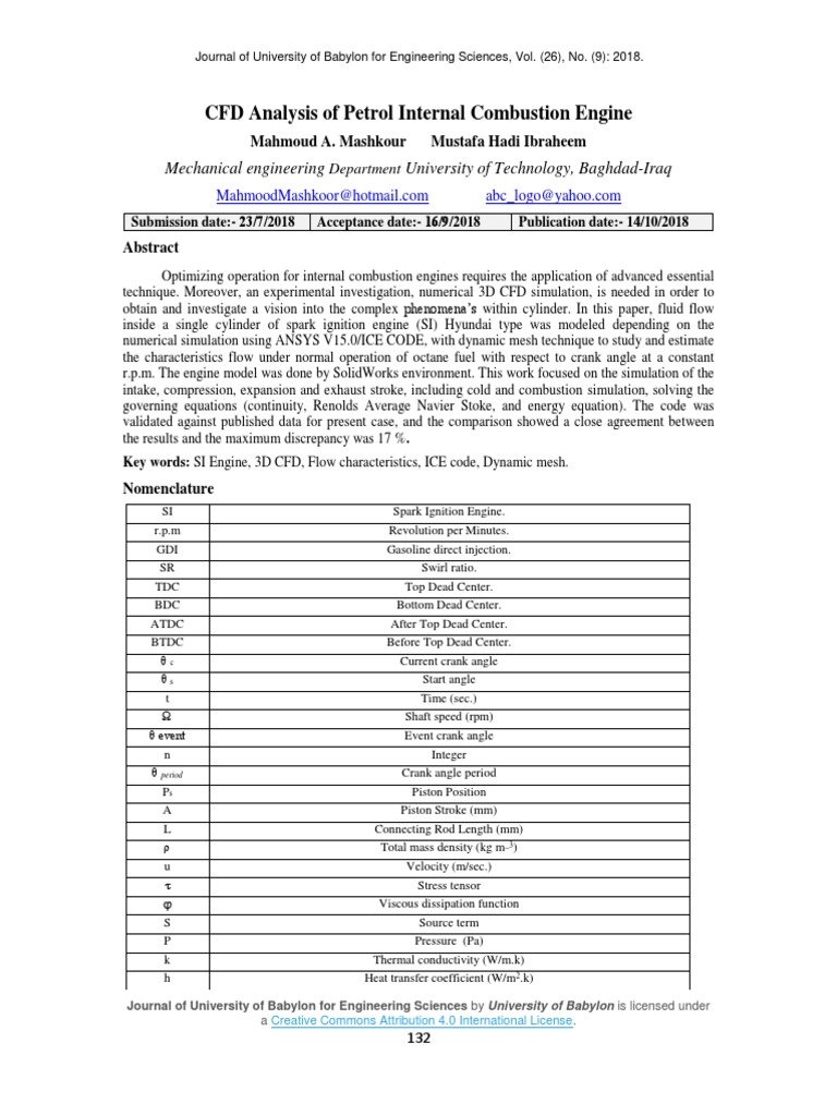 CFD Analysis of Petrol Internal Combustion Engine: Mechanical ...