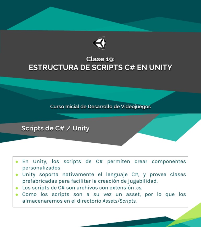 Estructura de Scripts C# en Unity: Clase 19 | PDF