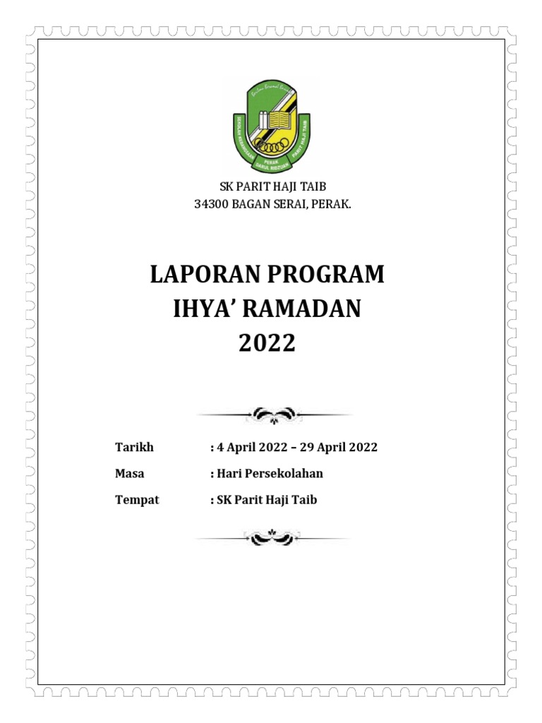 Laporan Pogram Ihya Ramadan SK Parit Haji Taib 2022 | PDF
