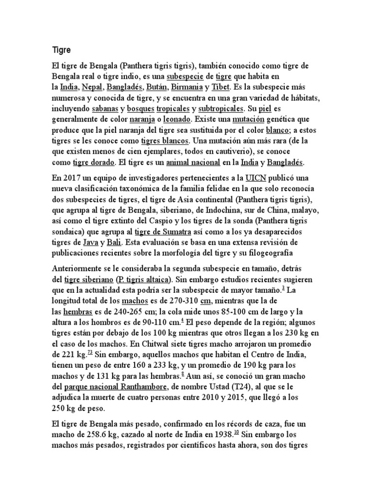 Tigre | PDF | Tigre | Panthera
