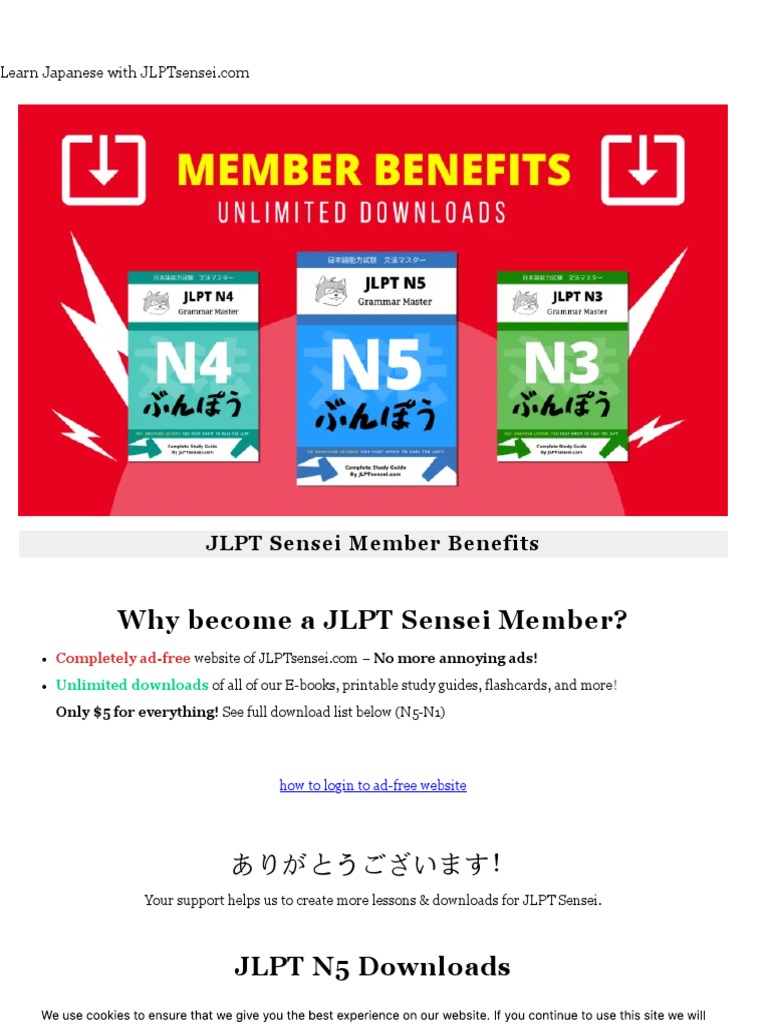 JLPT Sensei Member Benefits | PDF | Adverb | Languages