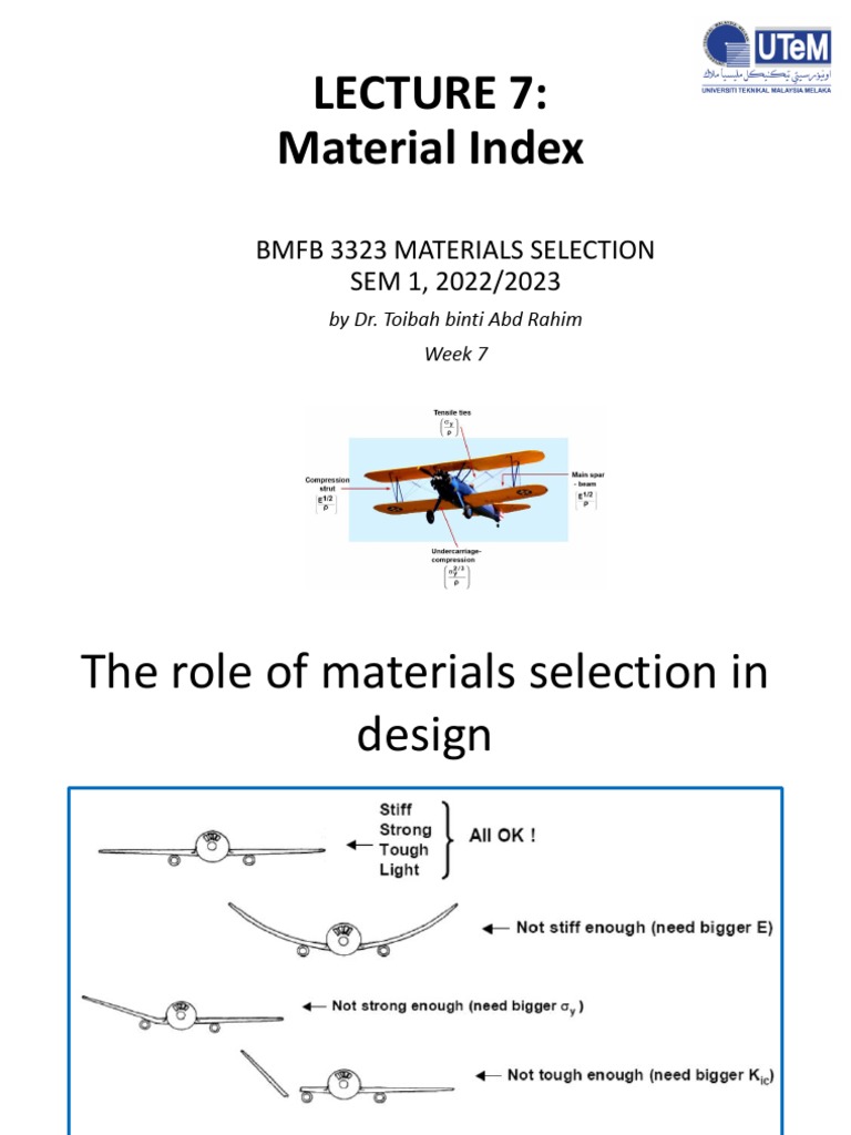 Lecture 7 - Material Index - 2022 - 2023 | PDF | Beam (Structure) | Bending