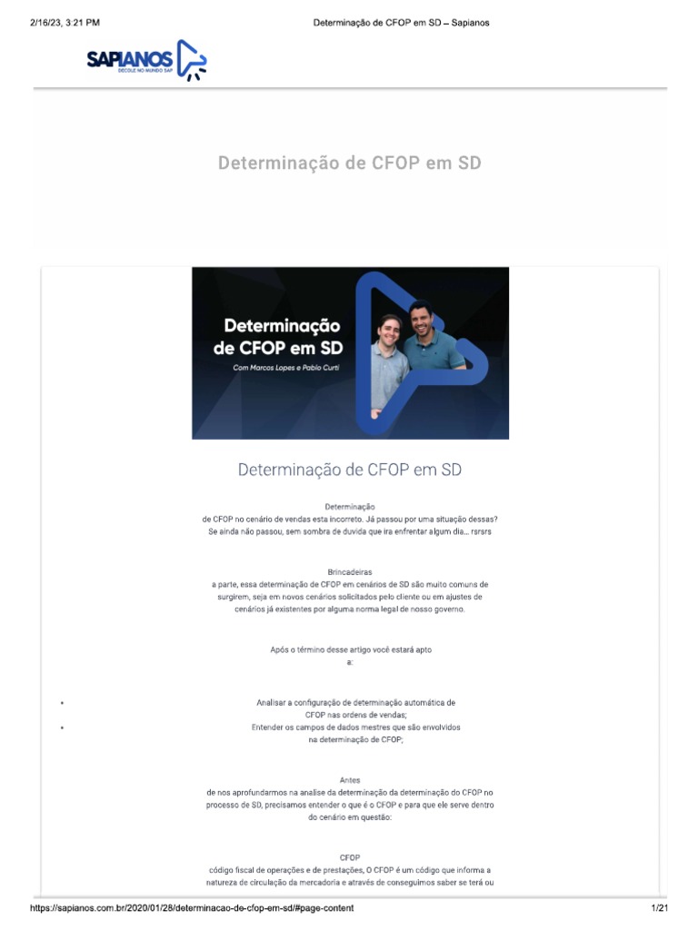Determinacao Cfop SD | PDF