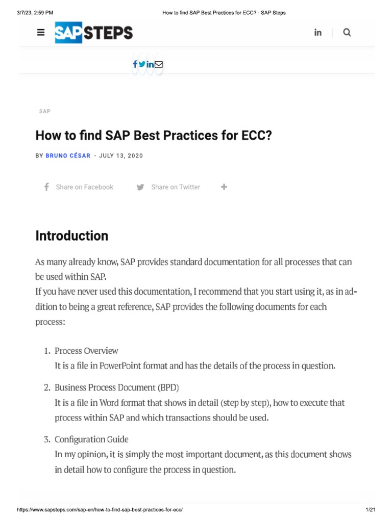 How To Find SAP Best Practices For ECC | PDF