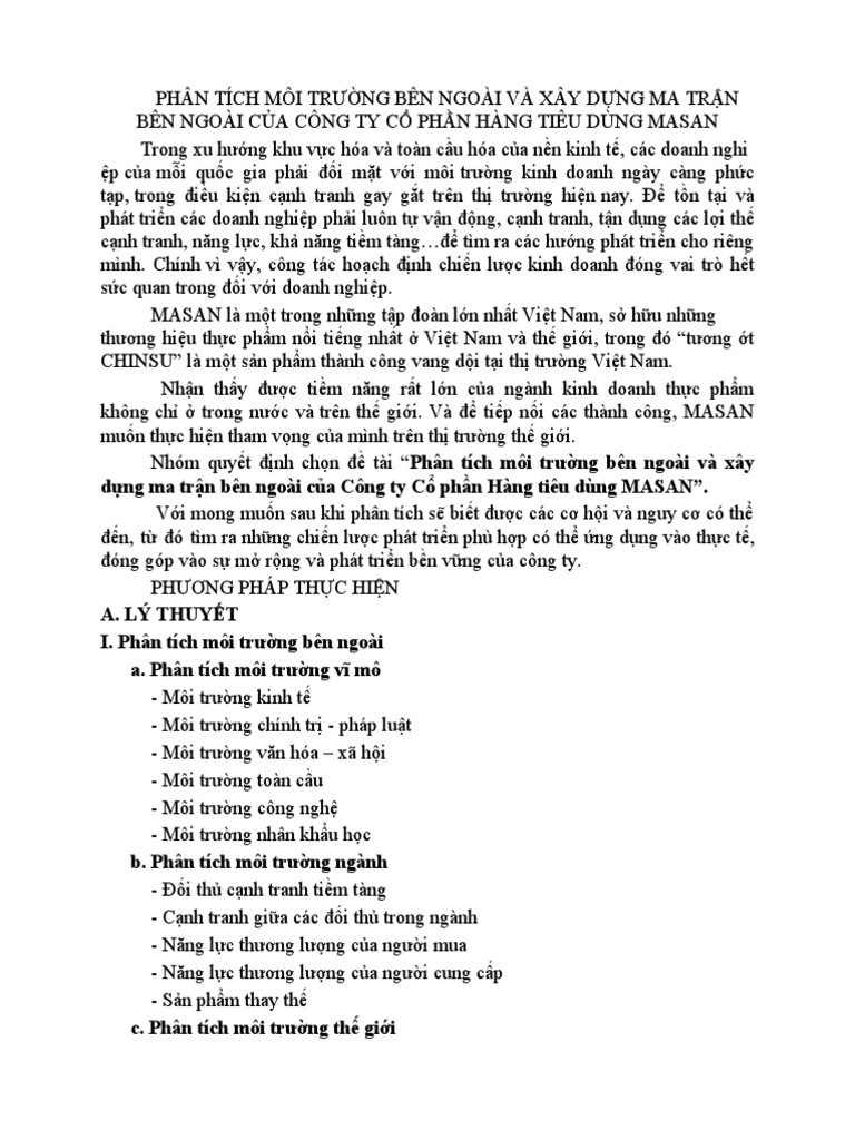 Ma trận EFE cty Masan | PDF