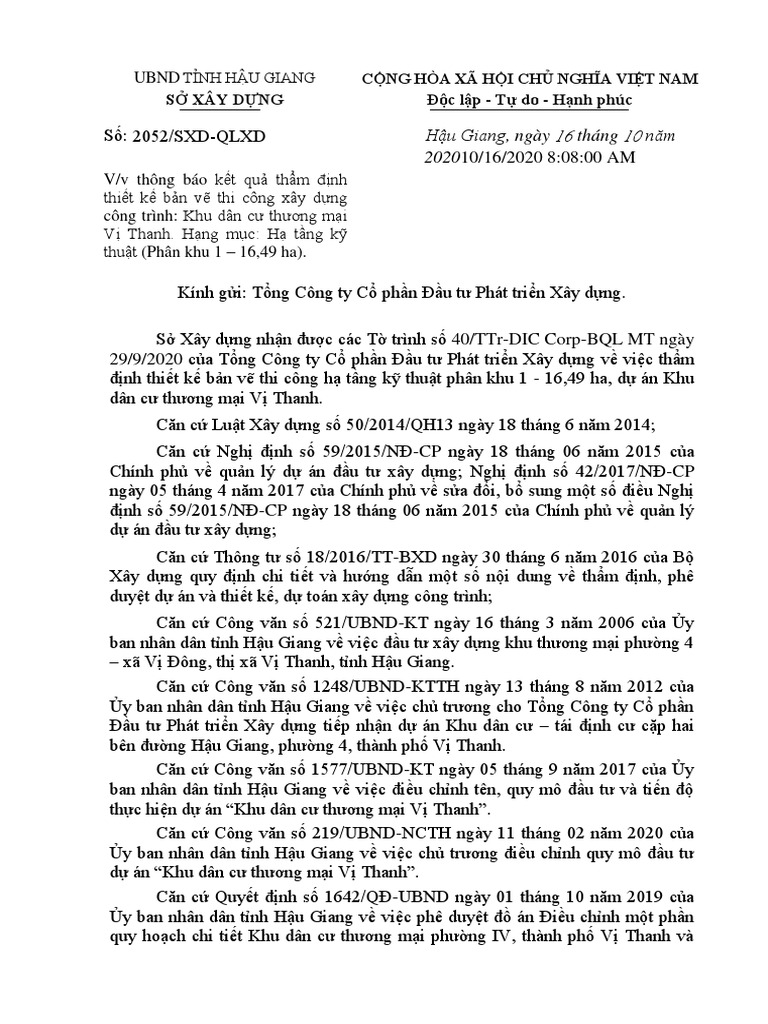 2020.10.16-2052 SXD Tham Dinh BV TKTC HTKT Phan Khu 1 | PDF