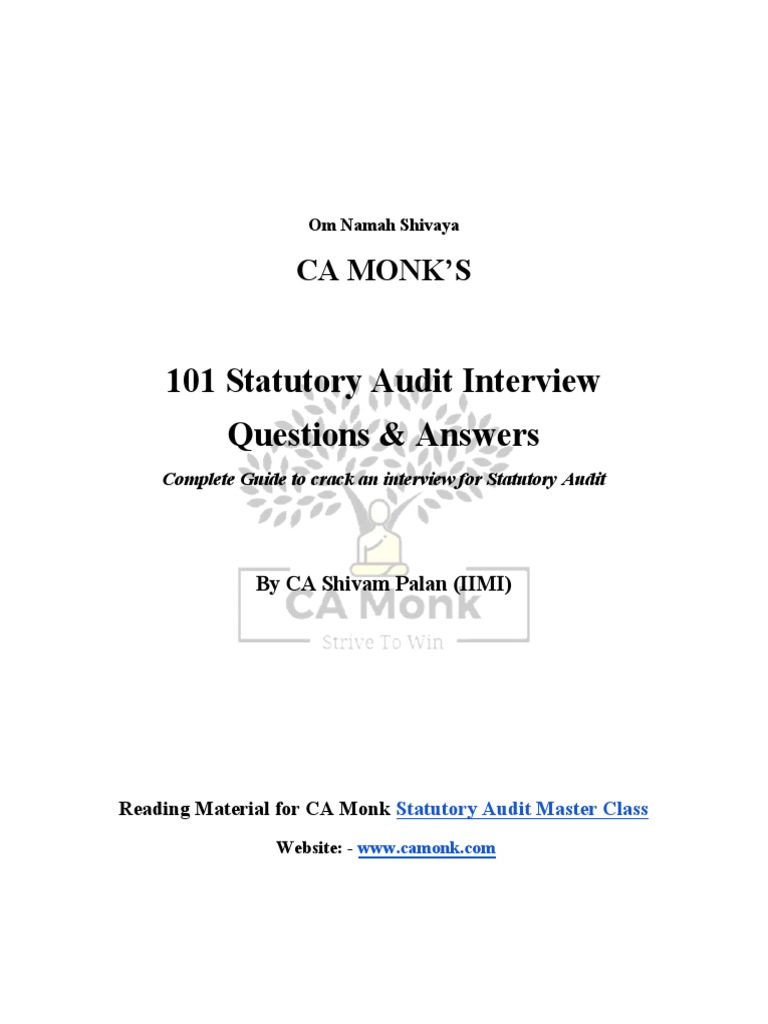 101 Statutory Audit Interview Questions & Answers: Ca Monk'S | PDF | Audit | Financial Audit