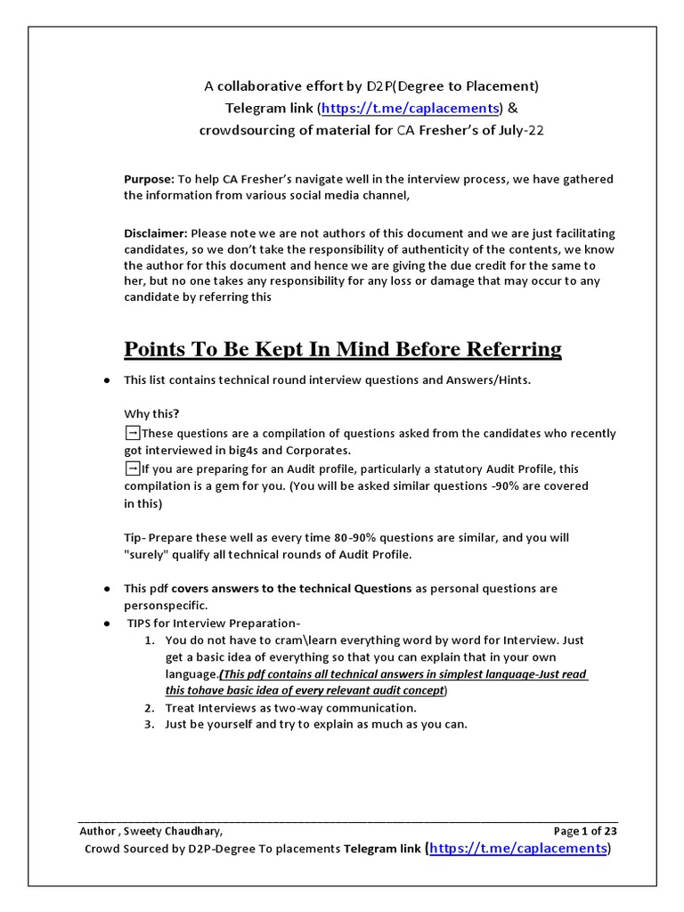Audit Interview Answers Compilation - D2P | PDF | Auditor's Report | Internal Control