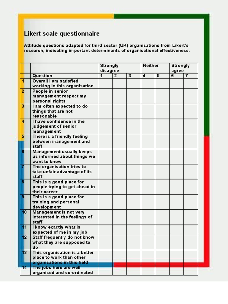Employee Engagement Likert Scale Survey | PDF | Career & Growth