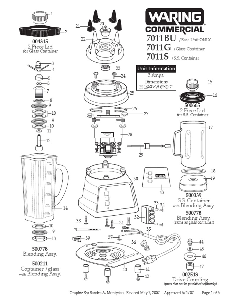 Waring 7011bu 7011g 7011s Parts Diagram | PDF | Manufactured Goods ...