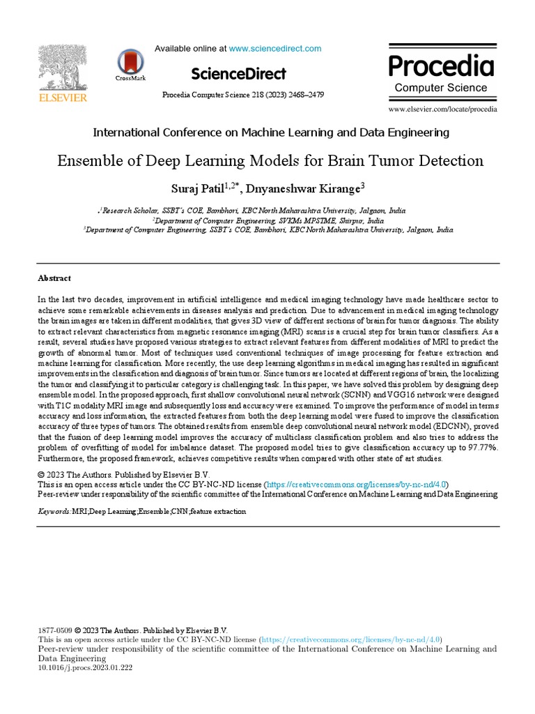 Ensemble of Deep Learning Models For Brain Tumor Detection Ensemble of Deep Learning Models For ...