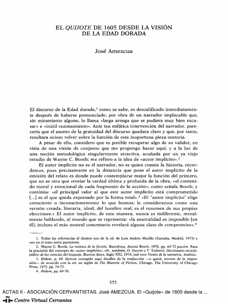 El Quijote de 1605 Desde La Visión de La Edad Dorada | PDF | Don ...
