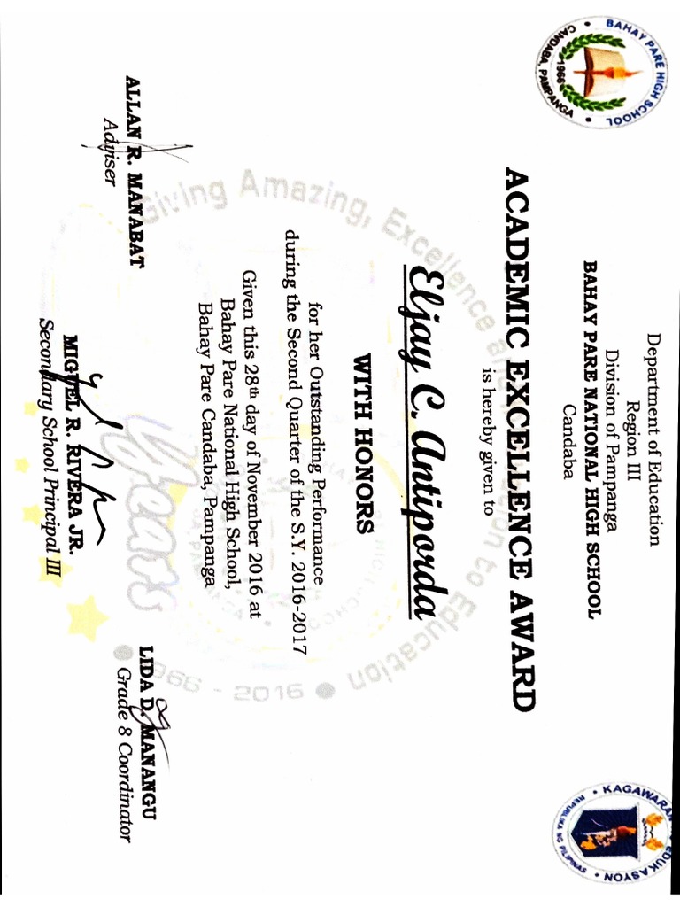 Awards and Recognition Certificates | PDF