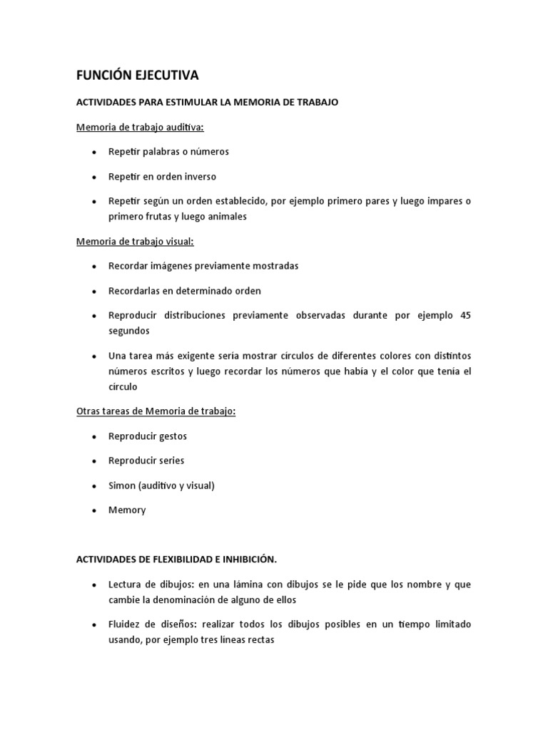 Función Ejecutiva | PDF | Funciones ejecutivas | Memoria