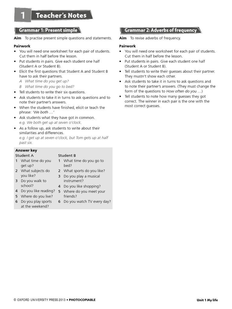 Project 4ed - Level 2 - Photocopiable Activities - Teacher's Notes ...