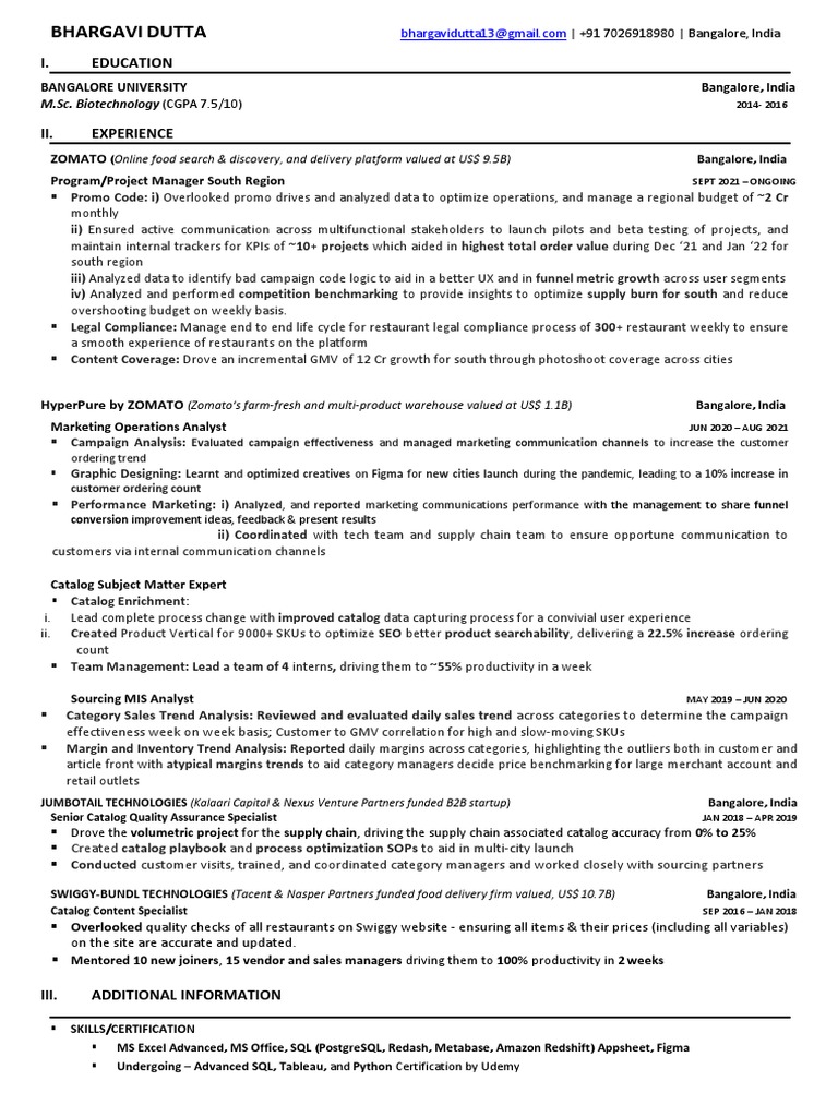 Bhargavi Resume - Program Manager | PDF | Supply Chain | Sales