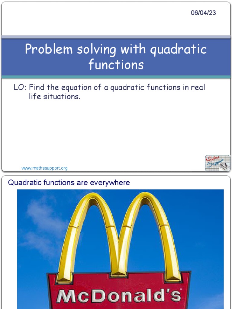 E3 2 2 4 Problem-Solving-With-Quadratic-Functions | PDF | Length | Area
