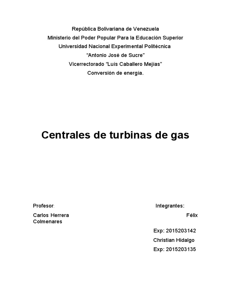Centrales de Turbinas de Gas | PDF
